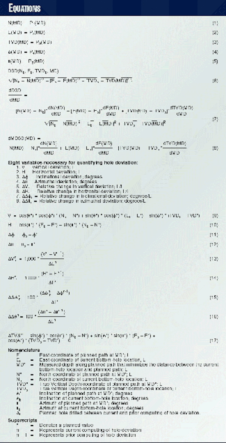 Deviation log, new formulae aid directional drillers | Oil & Gas Journal