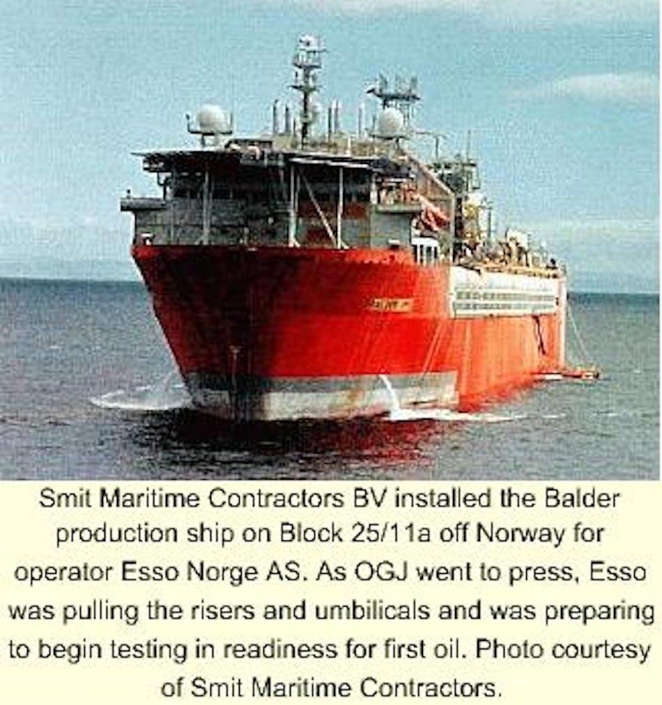 Balder field floater installed for Esso Norge | Oil & Gas Journal