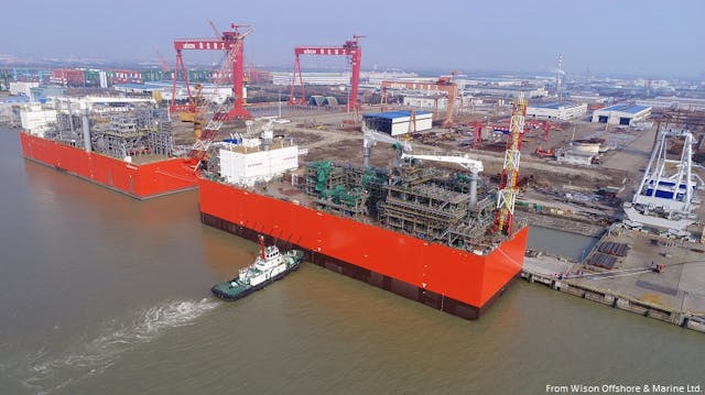 Topside modules installed for first barge-based FSRU | Oil & Gas Journal